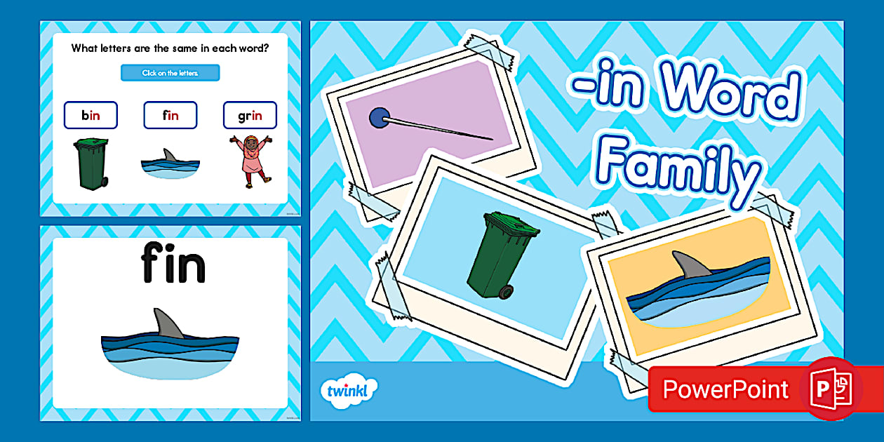 Word Families: -in Words PowerPoint for K-2nd Grade - Twinkl