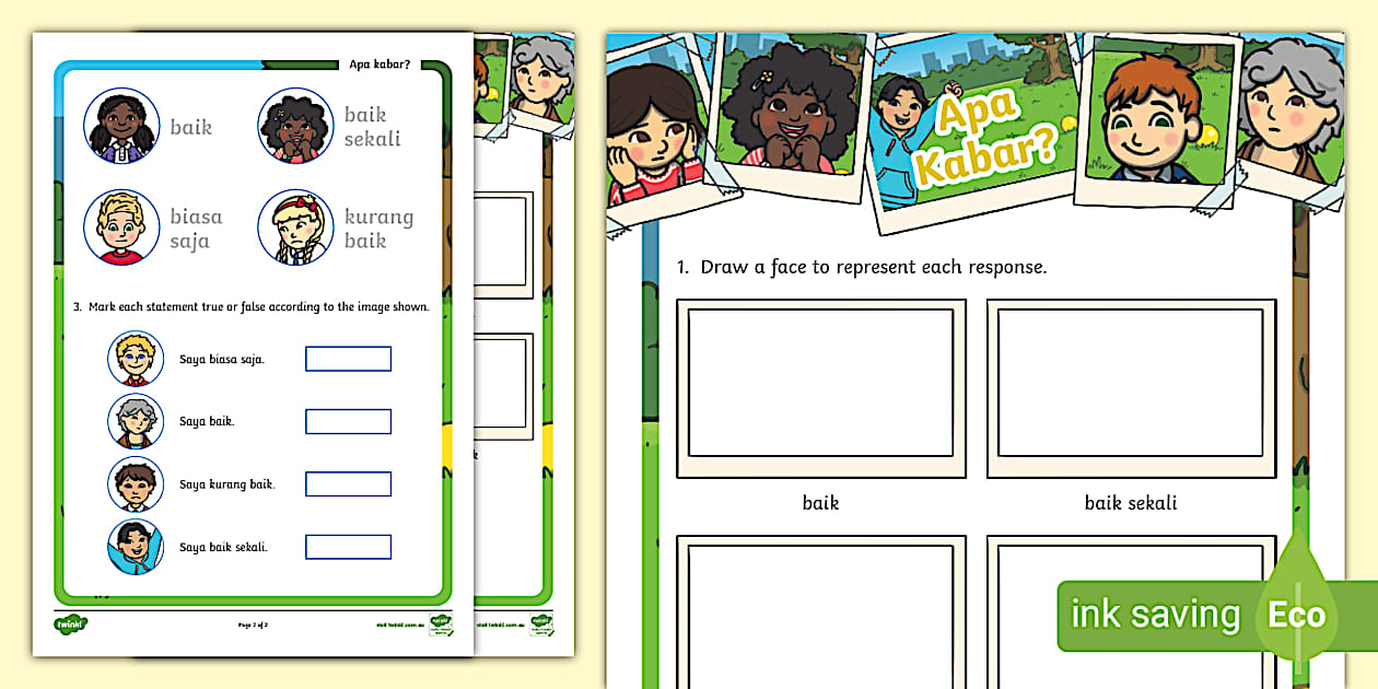 Years 1-2 Indonesian Lesson Activity: How Are You? - Twinkl