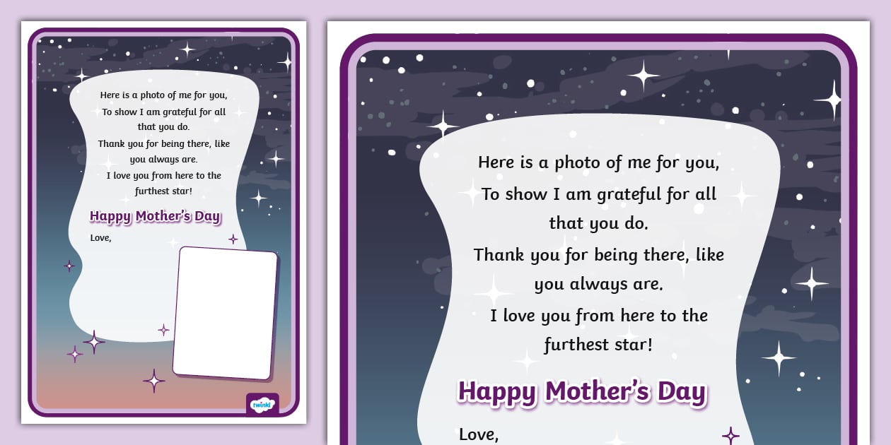 Mothers Day Poem and Photo (teacher made) - Twinkl