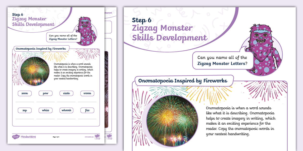 Step 6 Zigzag Monster Skills Development Activity Sheet