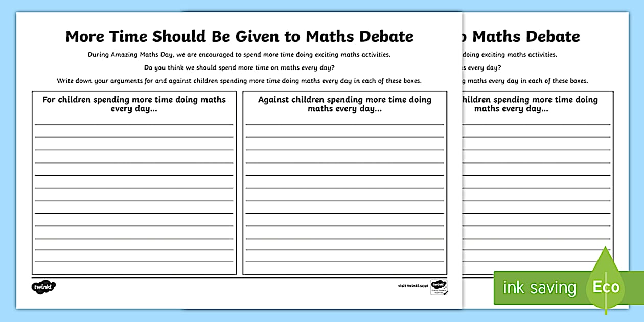 Amazing Maths Day Debate Worksheet - Twinkl