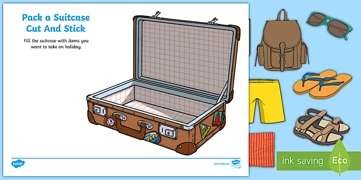 Editable Pack a Suitcase Cut and Stick Activity - Twinkl
