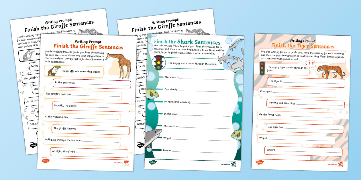 Writing Prompt Pack: Finish the Animal Sentences - Twinkl
