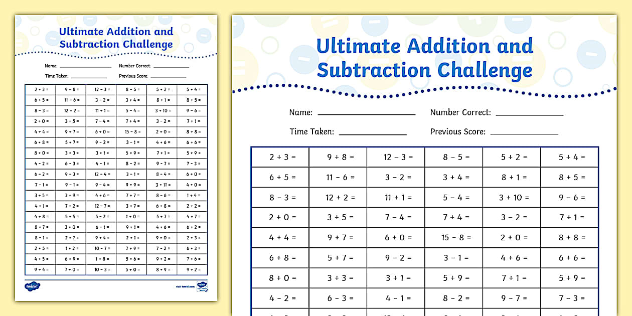KS1 Ultimate Addition and Subtraction Challenge | Twinkl