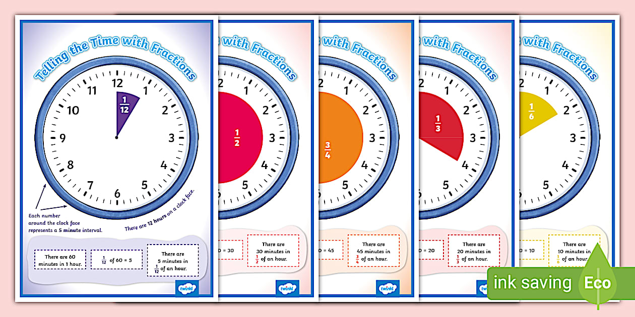 👉 Telling the Time with Fractions Display Posters - Twinkl