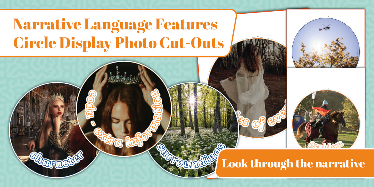 Narrative Language Features Circle Display Photo Cut-Outs