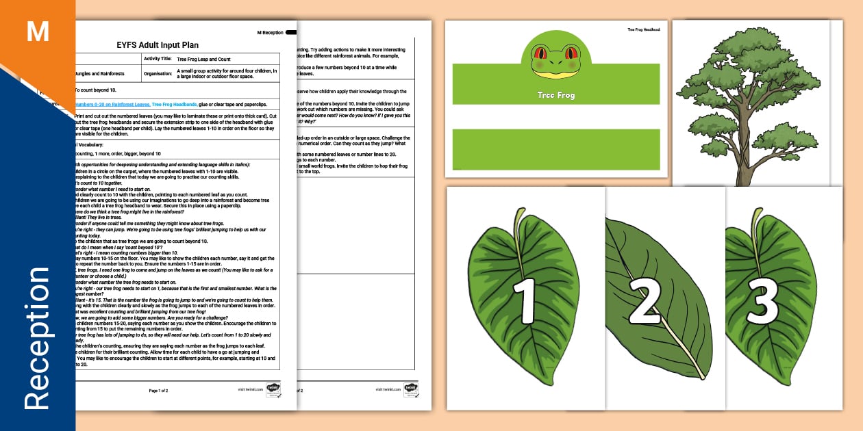 EYFS Tree Frog Leap and Count Adult Input Plan Resource Pack
