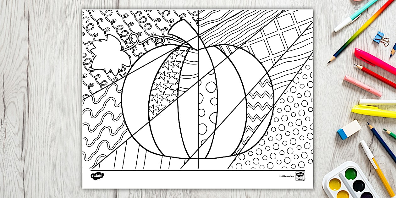Pumpkin Pop Art Colouring Activity (Teacher-Made) - Twinkl