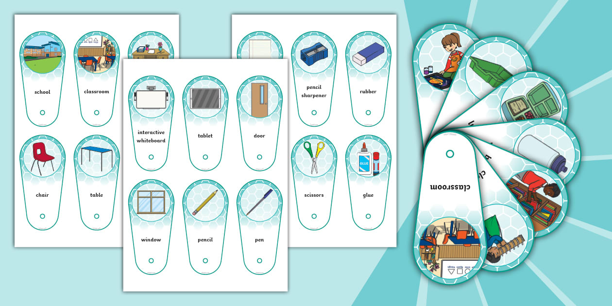 Everyday School Objects Word Fan for EAL Learners - Twinkl