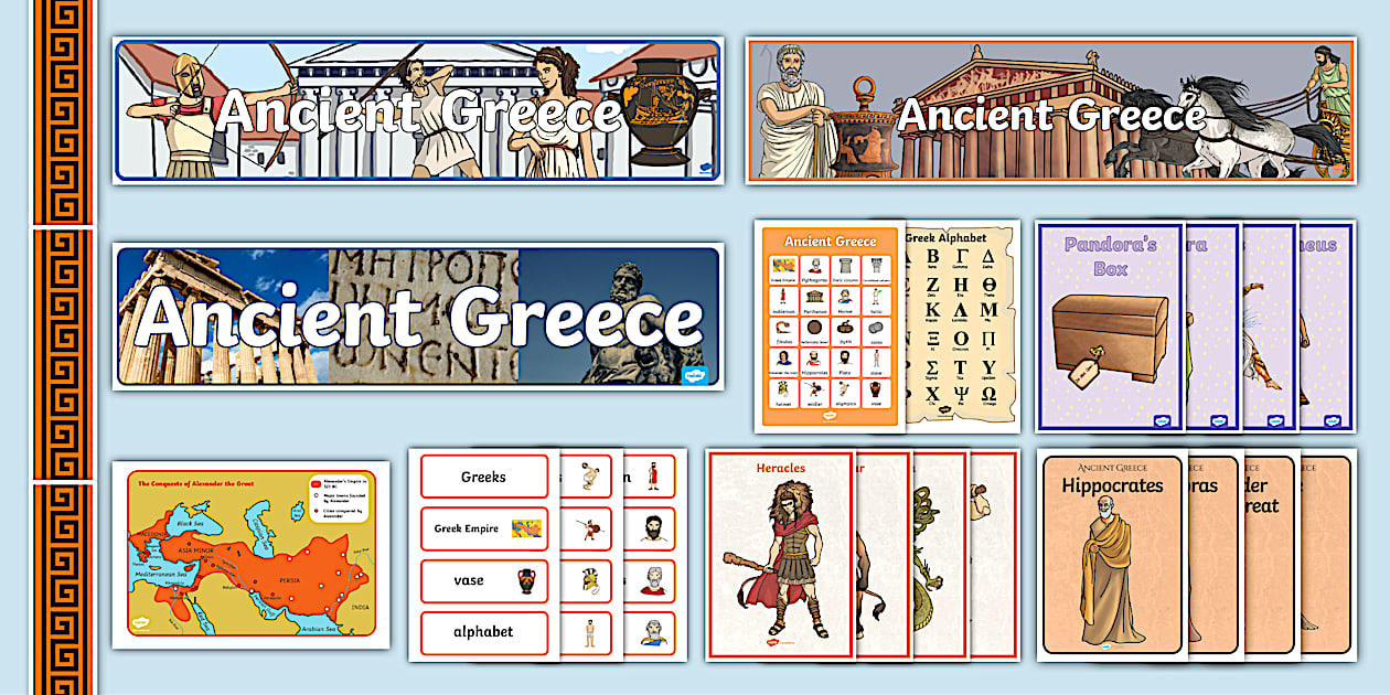 Cursive Ready Made Ancient Greece Display Pack - Twinkl