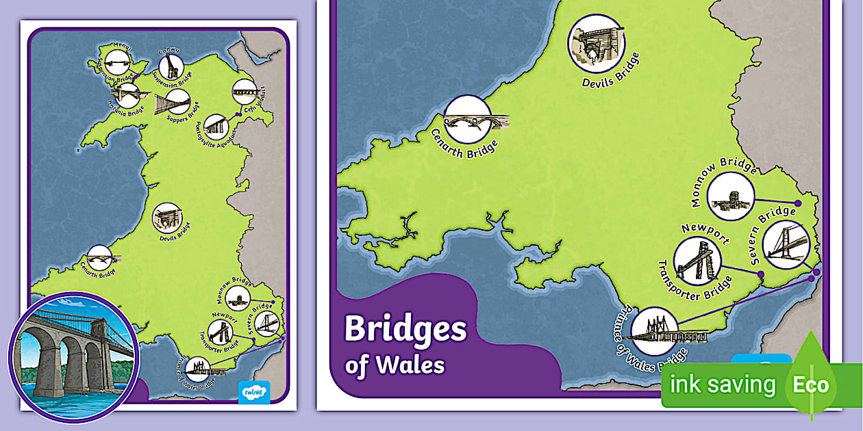 Bridges of Wales: Map (Hecho por educadores) - Twinkl