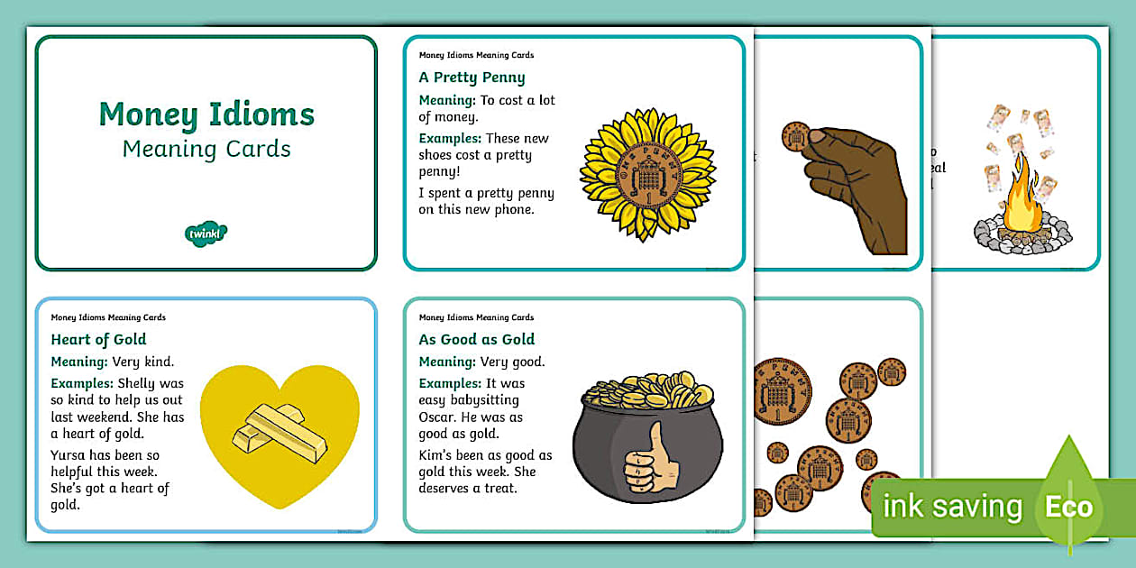 Money Idioms Meaning Cards (teacher made) - Twinkl