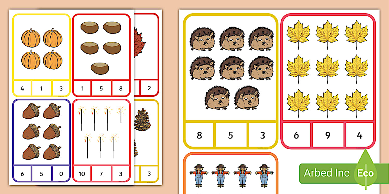 Autumn Number Recognition up to 20 (teacher made) - Twinkl