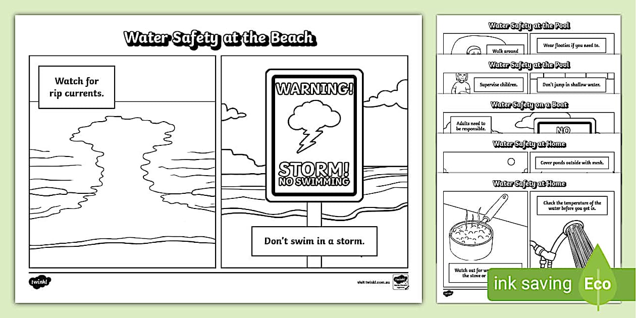 Water Safety Colouring Pages (teacher made) - Twinkl