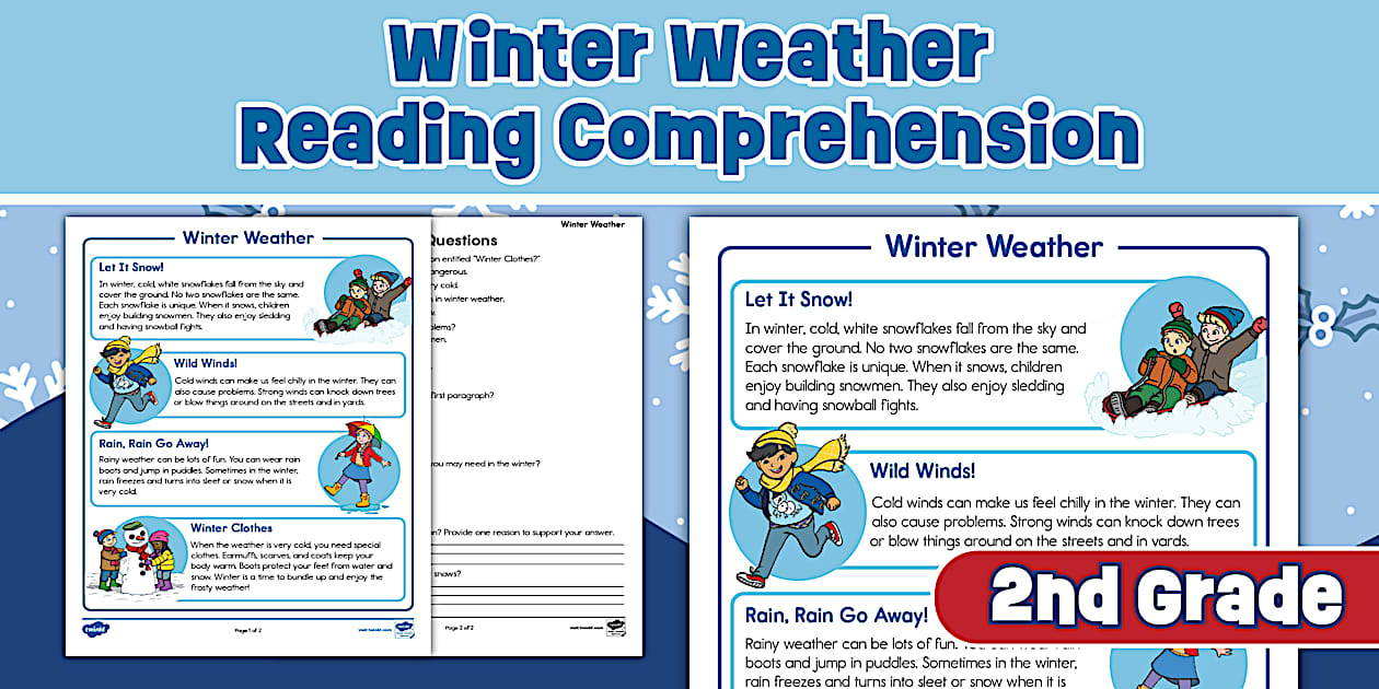 2nd Grade Winter Reading Comprehension Worksheet | Twinkl USA