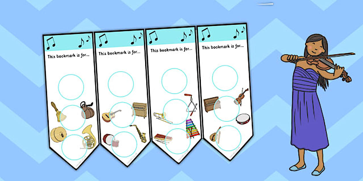 Editable Music Themed Sticker Reward Bookmark 30mm - Twinkl