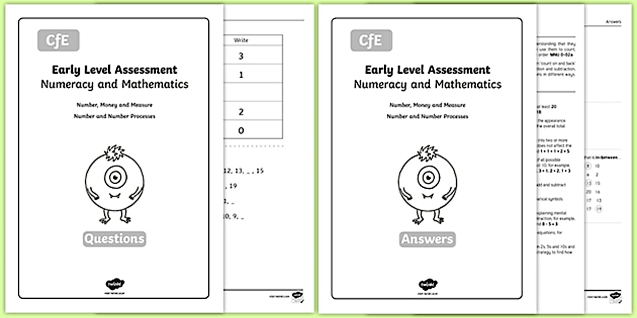 Early Level Numeracy and Mathematics Assessment - Number and Number Processes