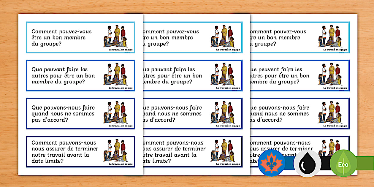 French-Language Group Project Conversation Prompt Cards