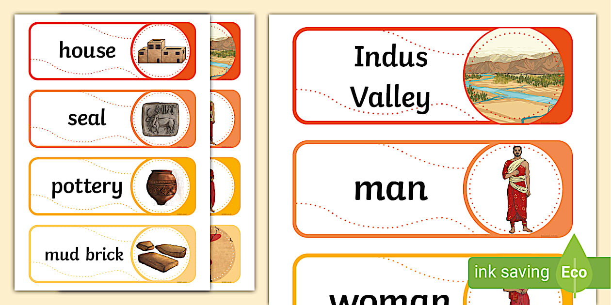 Cursive The Indus Valley Word Cards (teacher made) - Twinkl