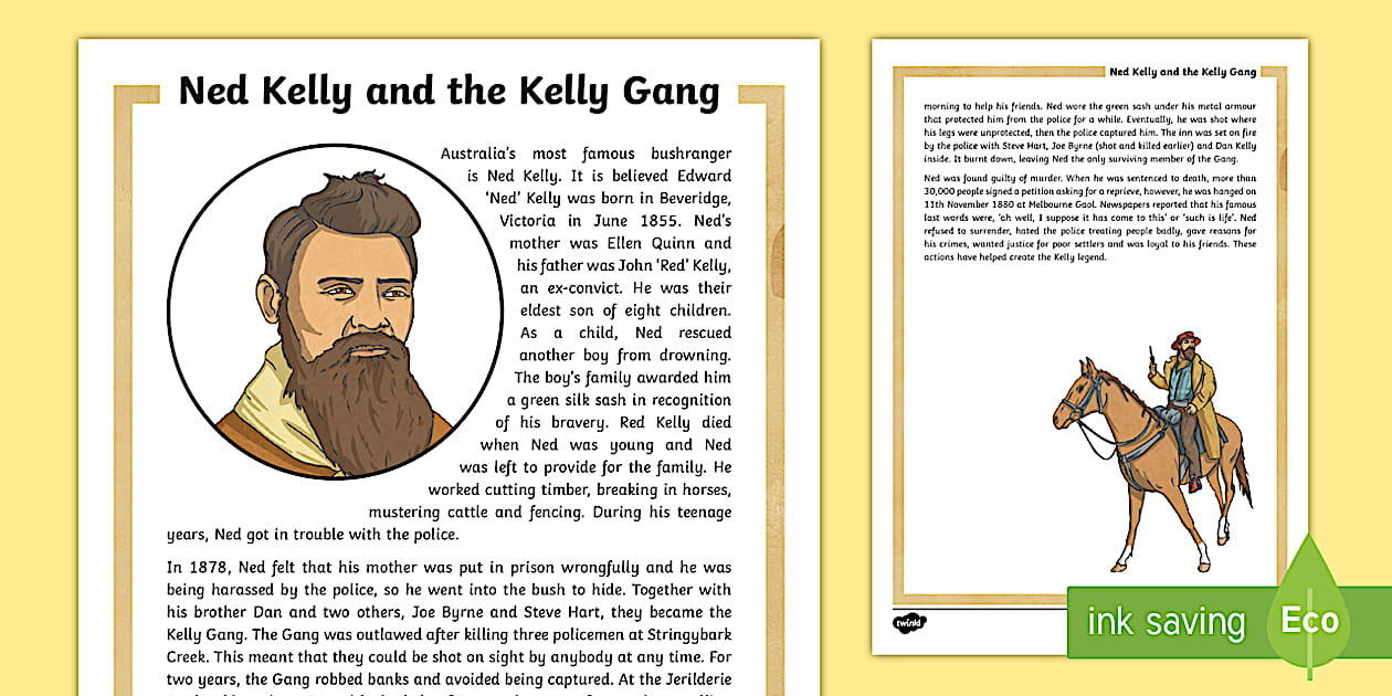 Editable Ned Kelly Fact Sheet (professor feito) - Twinkl