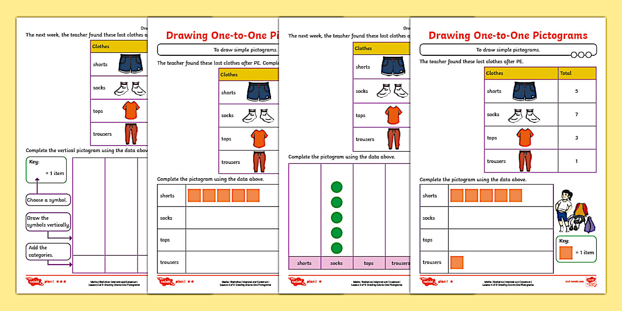 👉 Drawing One-to-One Pictograms Differentiated Maths Worksheet