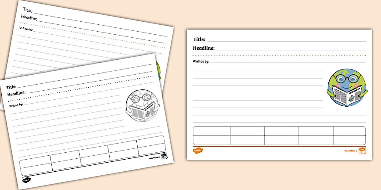 Foundation Phase -Worksheet: Blank Newpaper Writing Template
