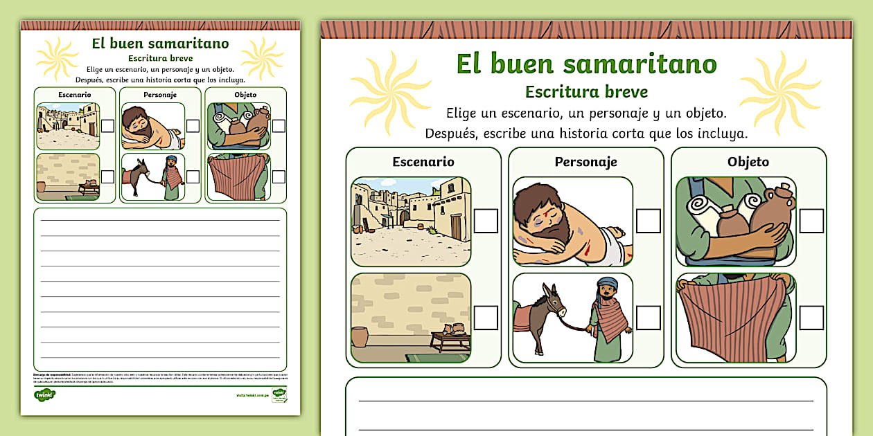 Plantilla de redacción: El Buen Samaritano | Twinkl