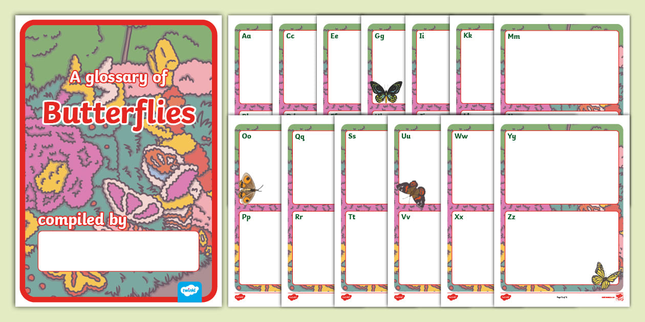 Butterfly-Themed Glossary Writing Template Booklet - Twinkl