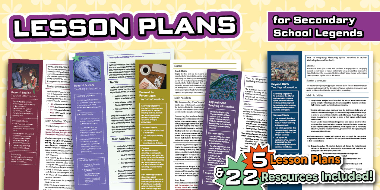 Lesson Plans for Secondary School Legends | Free Sample Pack