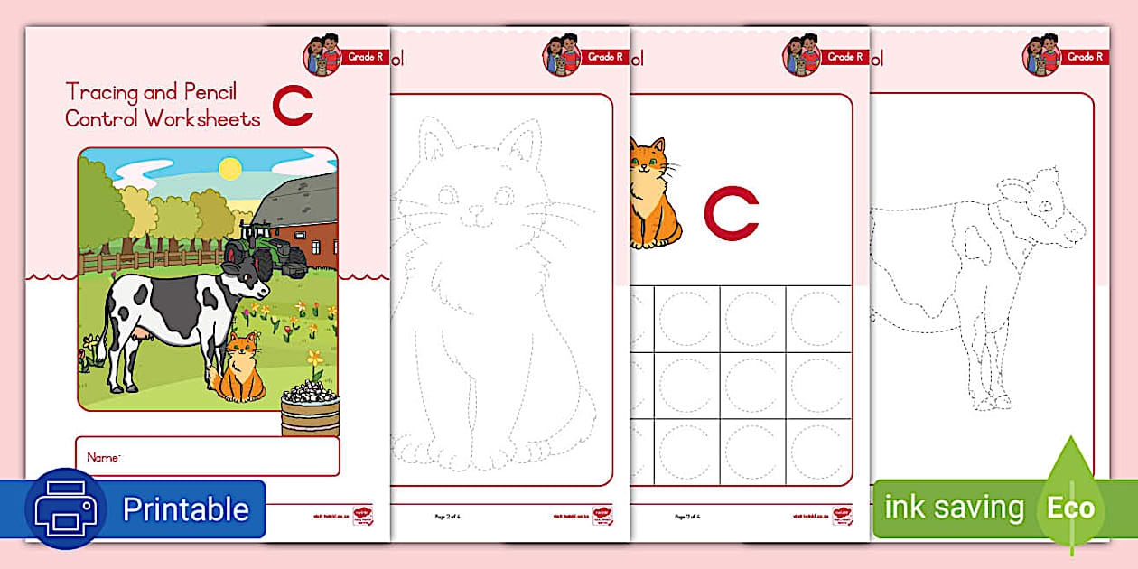 Gr. R Phonics Letter C Tracing and Pencil Control Worksheets