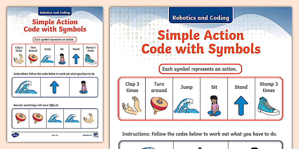 Robotics And Coding Digital Concepts Simple Action Code