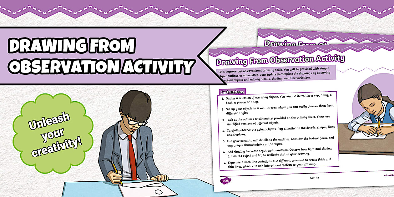 Observation Drawing Activity Sheet - Visual Arts - Twinkl