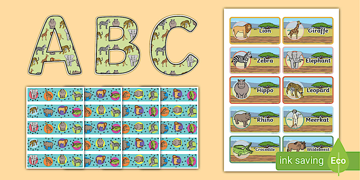 Safari Classroom Organisation Decor Pack (teacher made)