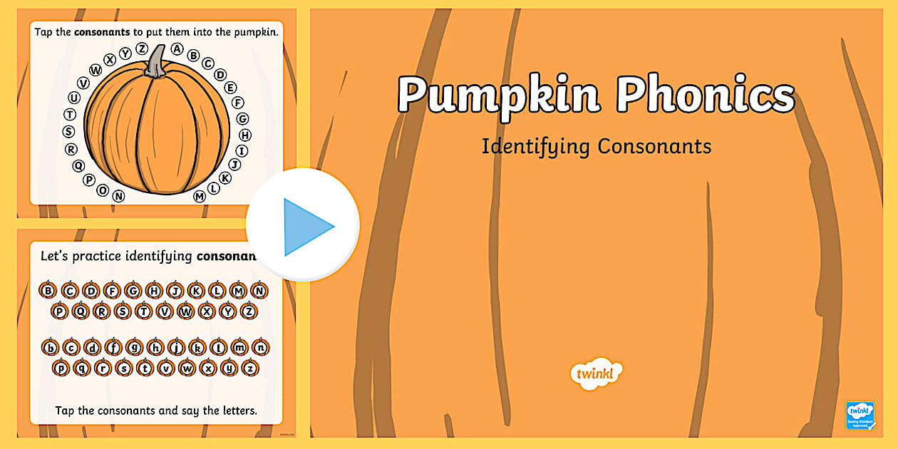 Pumpkin Phonics Identifying Consonants Interactive PowerPoint