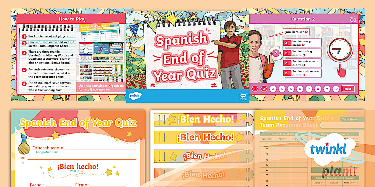 👉 Spanish: End of Year 4 Revision Quiz (teacher made)