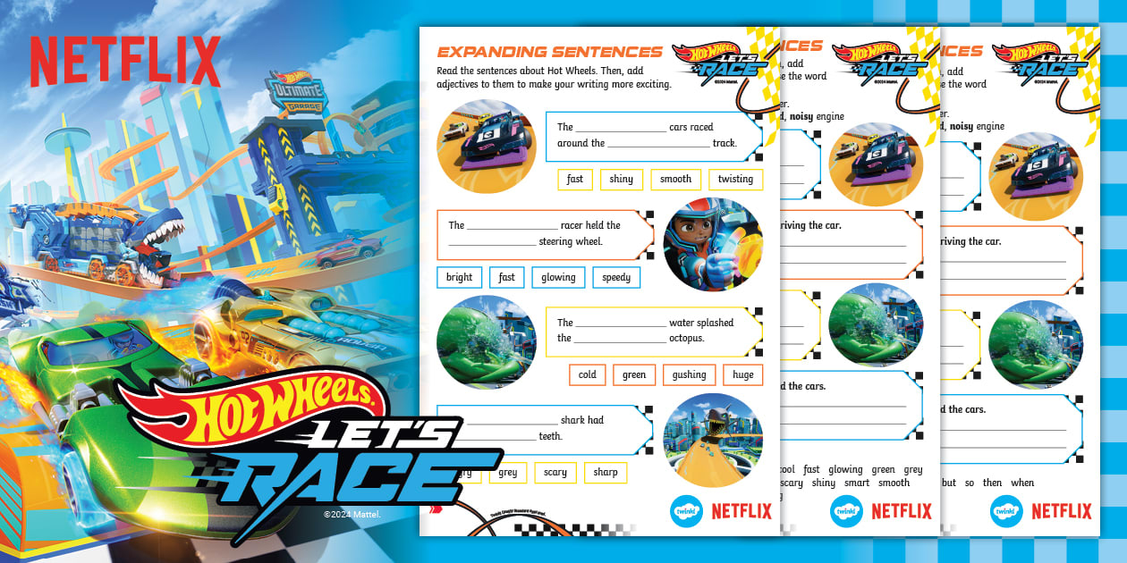 Hot Wheels: Expanding Sentences Worksheets (Teacher-Made)