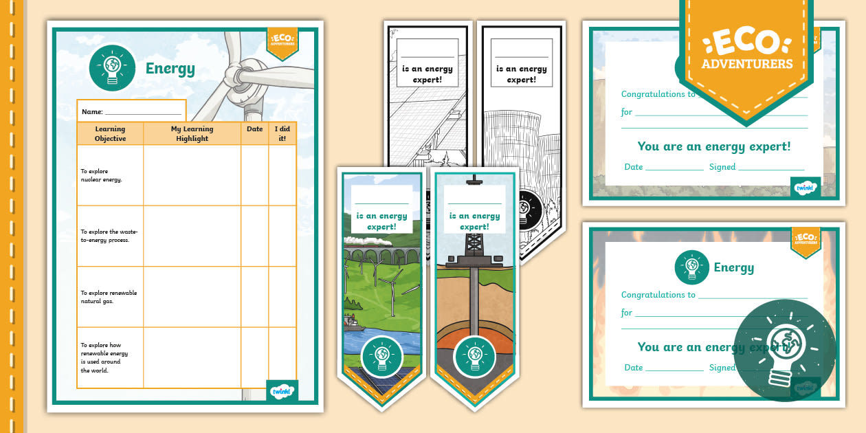 Y4 Energy Bookmarks, Certificates and Reward Charts