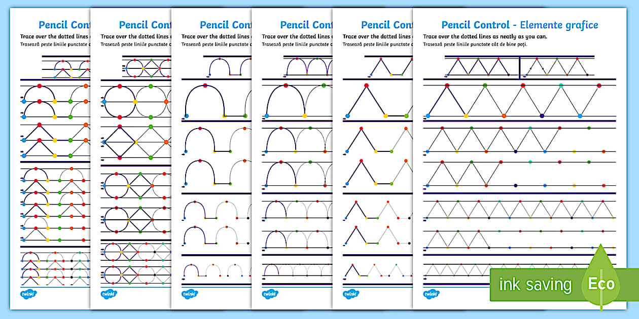 Pencil Control Pattern Worksheet / Worksheets English/Romanian - Pencil