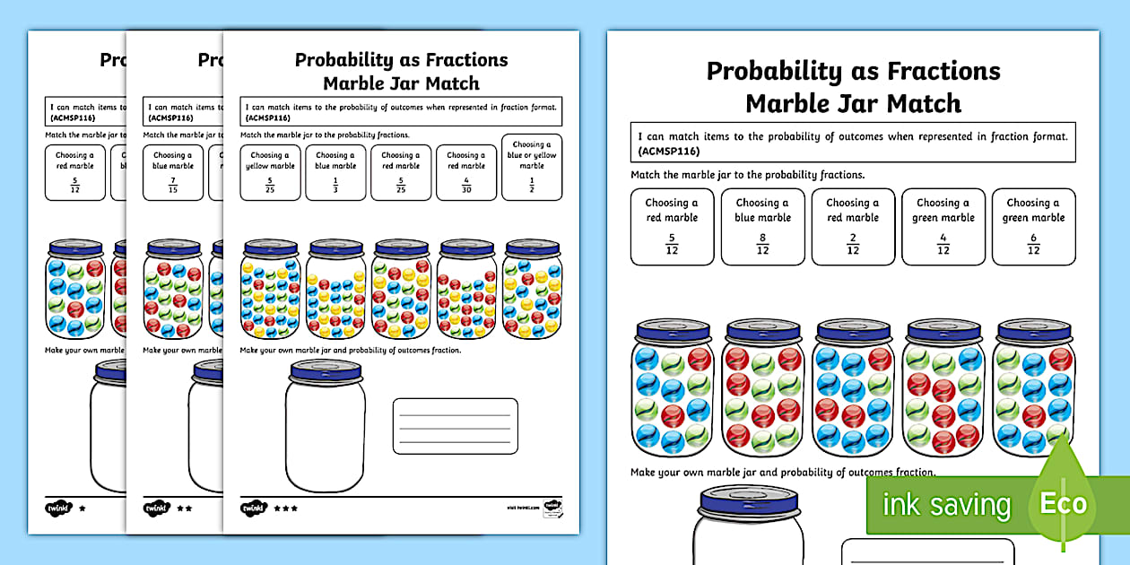Probability as a Fraction Worksheet (teacher made) - Twinkl