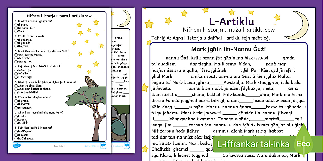 Il-Grammatika l L-Artiklu (teacher made) - Twinkl