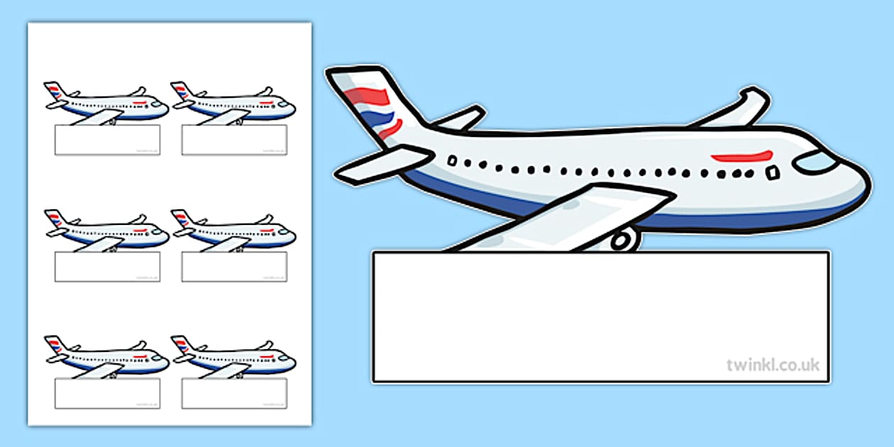 Plane Themed Editable Self-Registration Labels - Twinkl