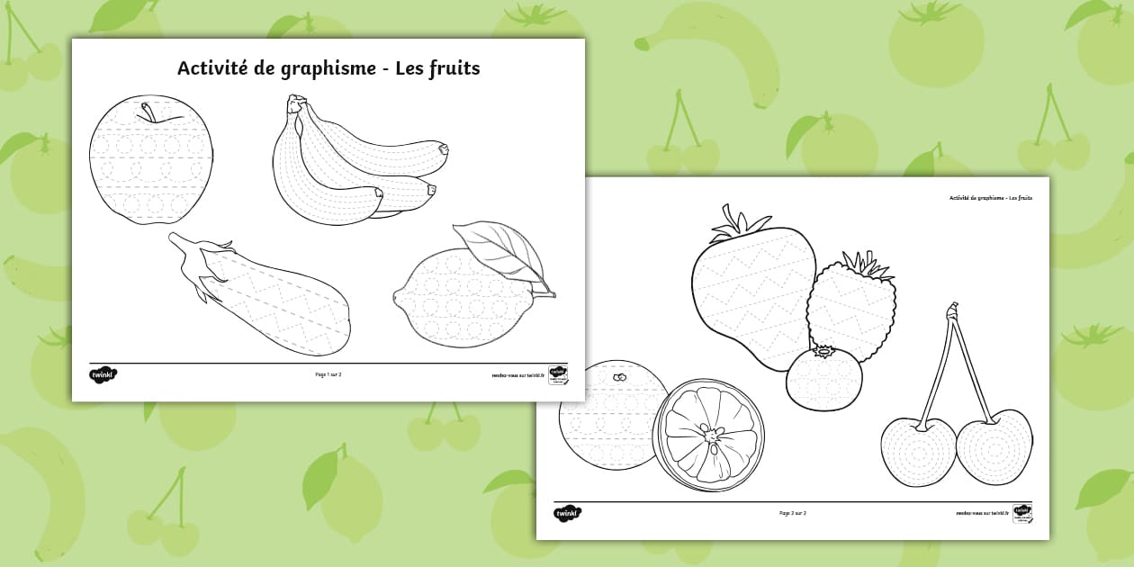Activité de graphisme : Les fruits (teacher made) - Twinkl