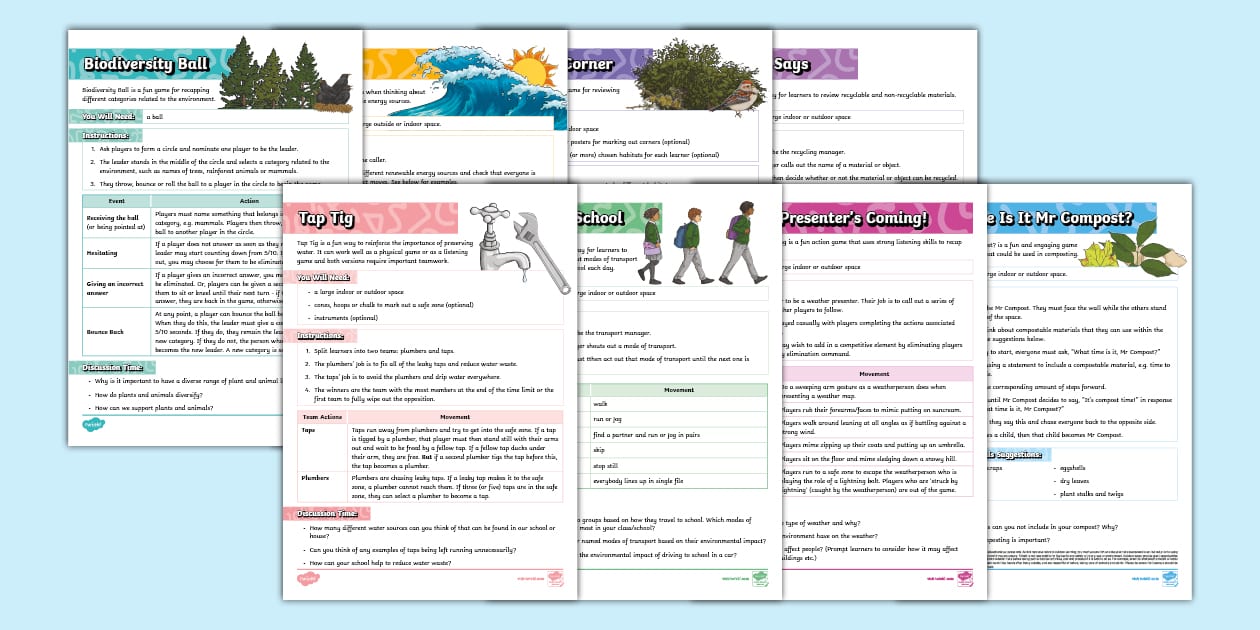 Sustainability Playground Ideas Activity Pack - Twinkl - KS2