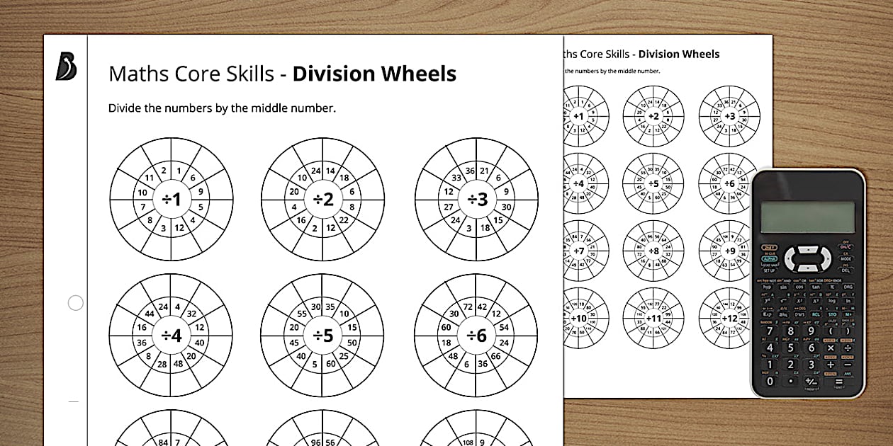 Maths Core Skills Review | Division Wheel Worksheet - Twinkl