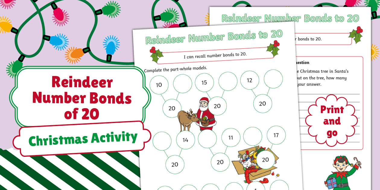 👉 Reindeer Number Bonds of 20 Christmas Activity