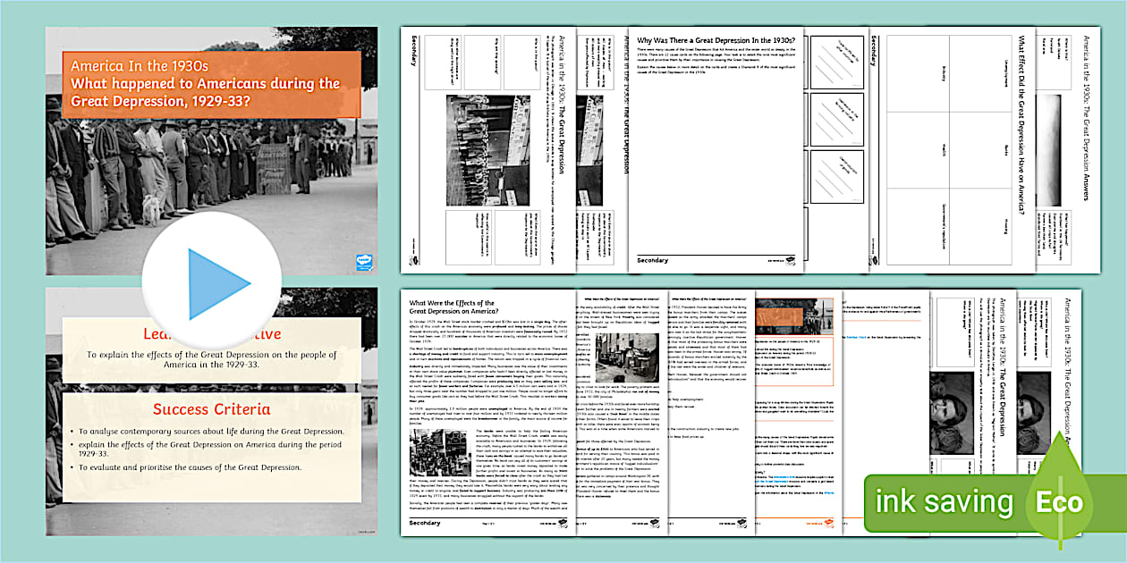 What Happened to Americans during the Great Depression? Lesson Pack