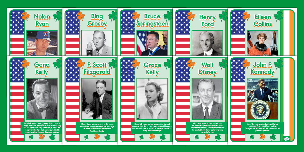Irish American Heritage Month Notable People Posters