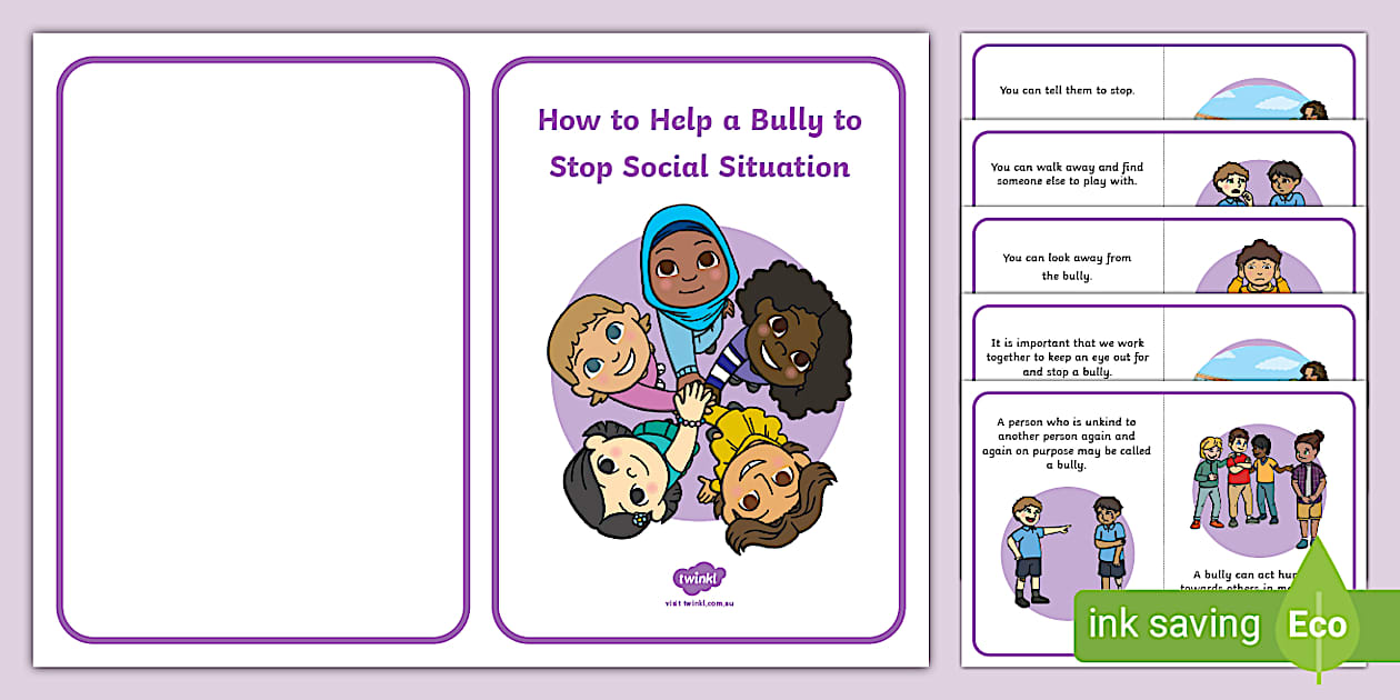 How to Help a Bully to Stop Social Situation (teacher made)
