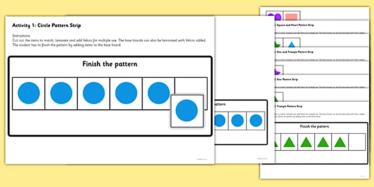 Black and White Workstation Pack: Shape Sequence Match Activities Set 1