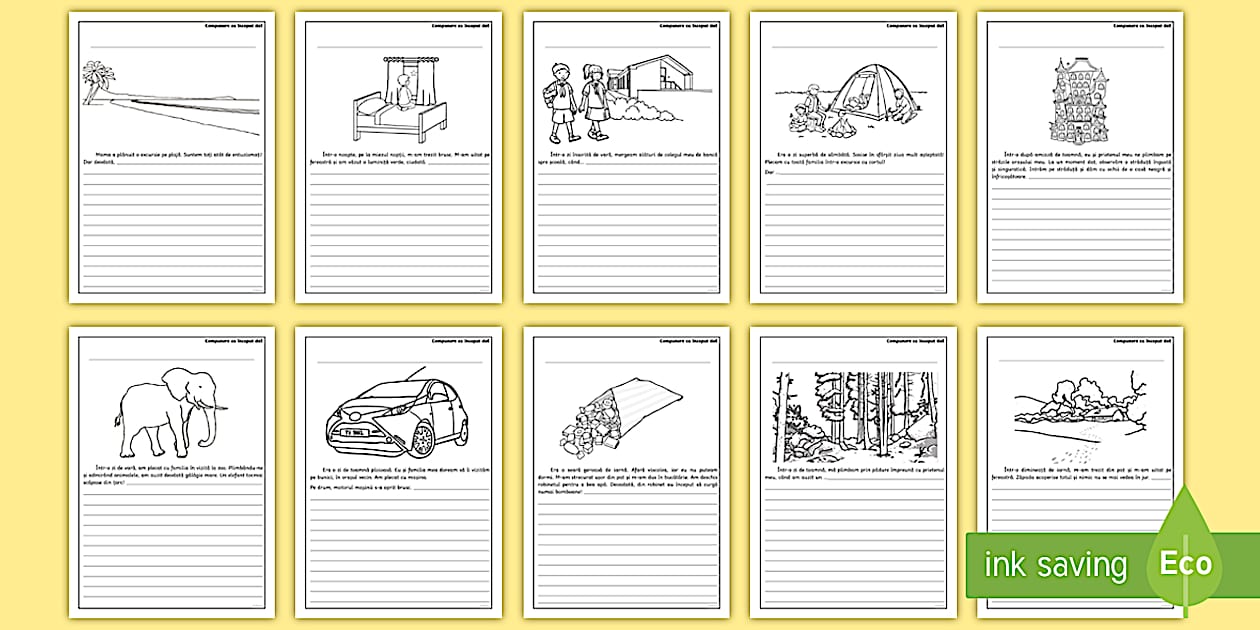Compuneri cu început dat - Pagini de scris | Twinkl România